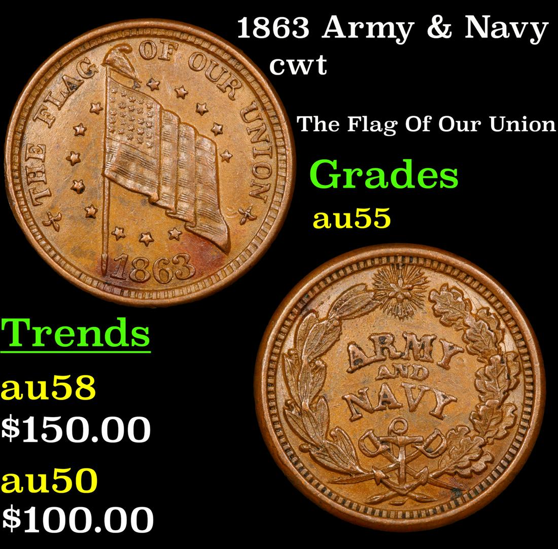 1863 Army & Navy cwt Grades Choice AU - Aug 25, 2020 | Key Date Coins in NJ