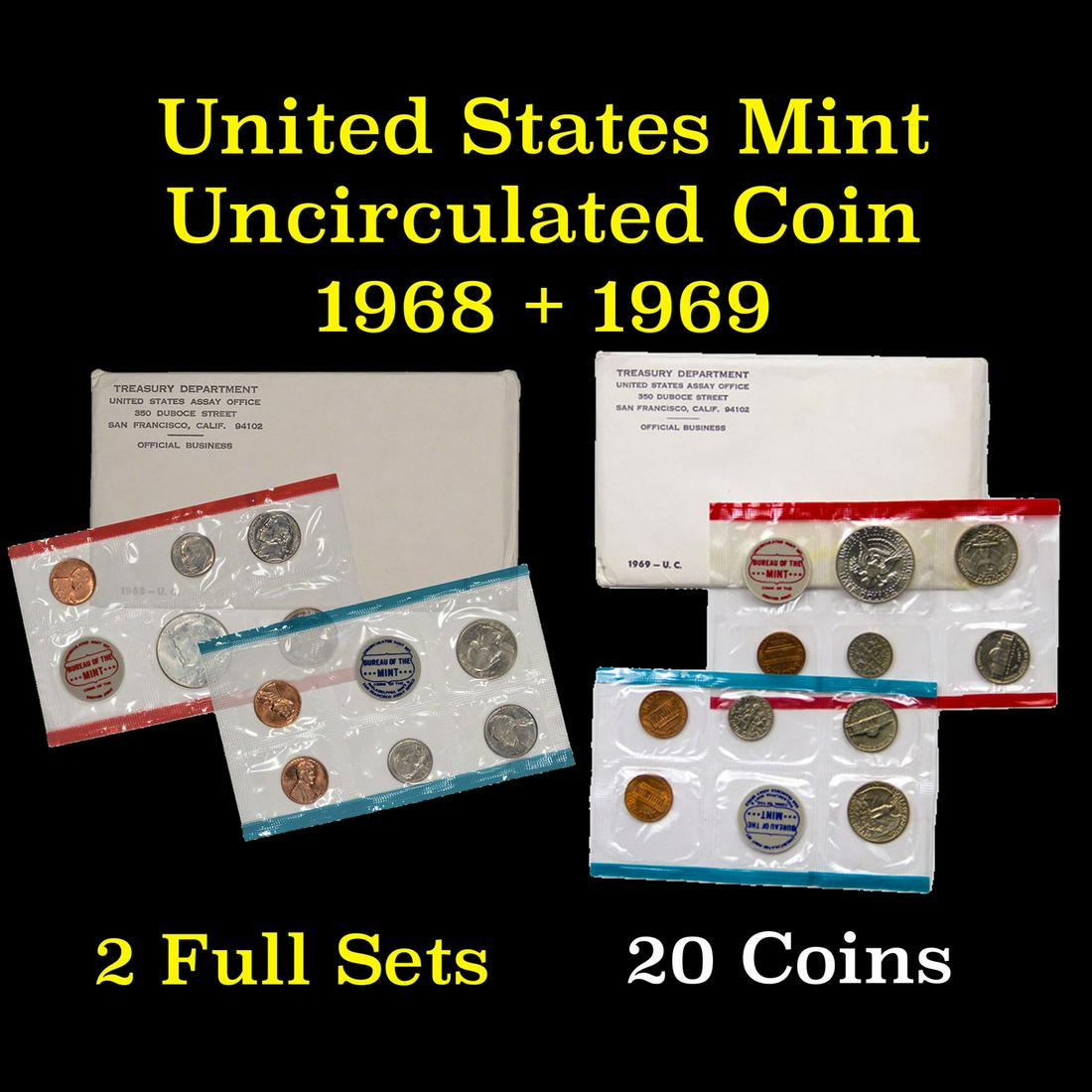 1968 & 1969 United States Mint Uncirculated Coin Sets