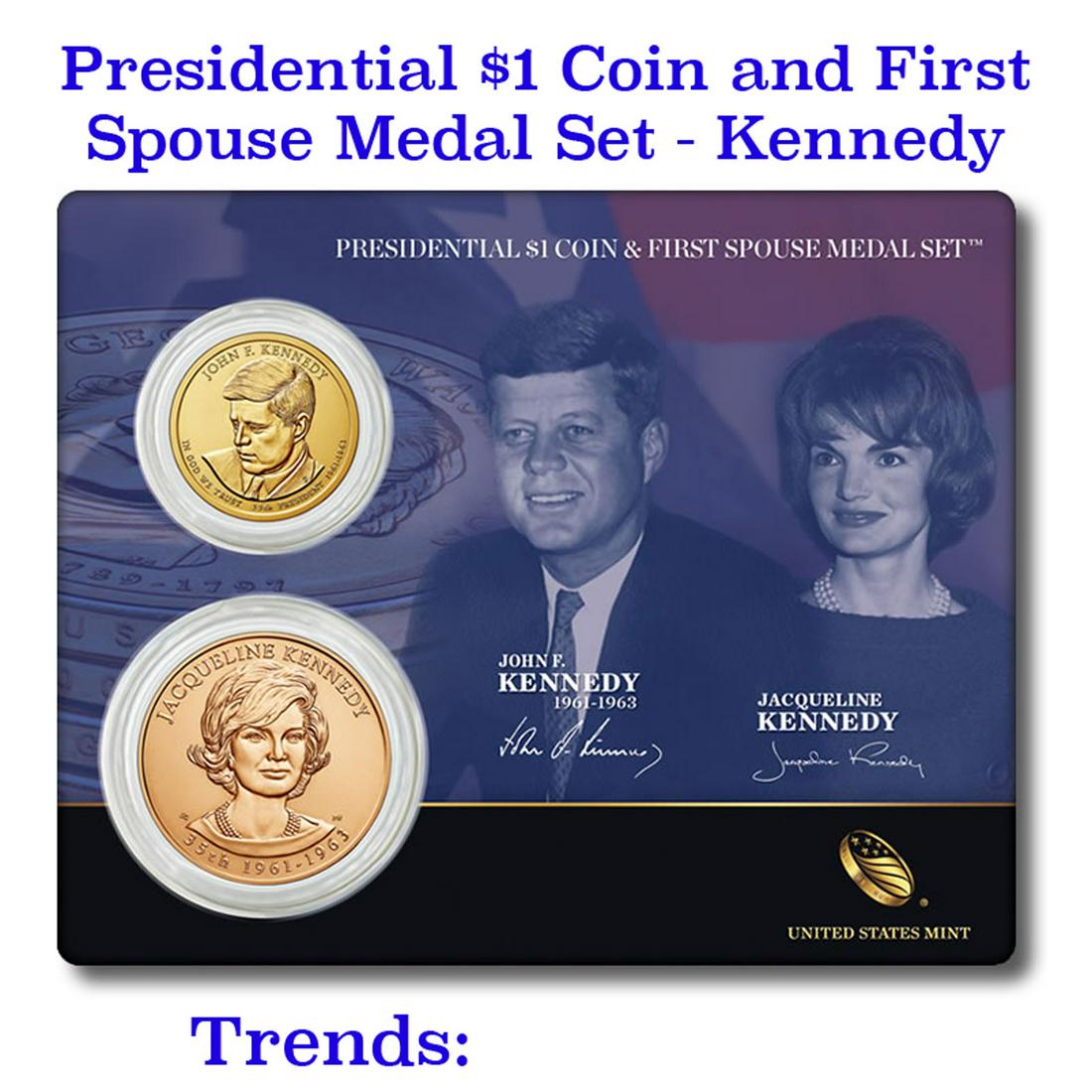 Presidential $1 Coin & First Lady Medal Set John F.