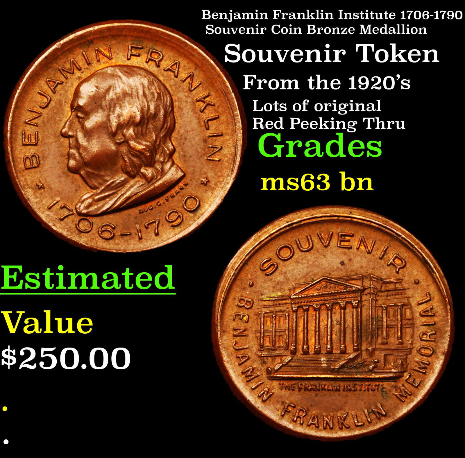 Benjamin Franklin Institute 1706 1790 Souvenir Coin