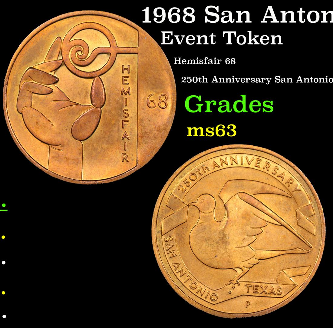 1968 San Antonio Texas World's Fair Hemisfair Token Grades Select Unc