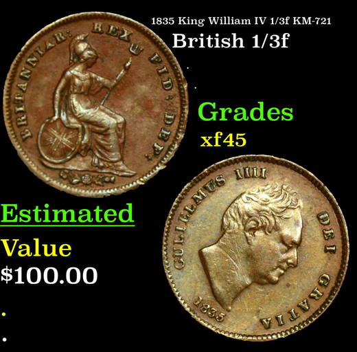 1835 King William Iv 1/3f Km 721 Grades Xf+