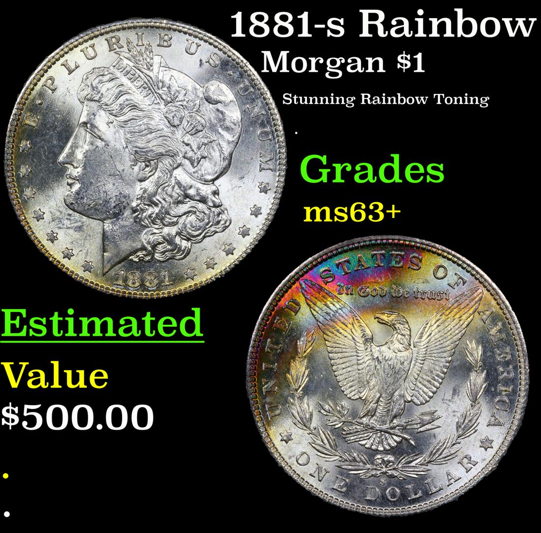 1881 S Rainbow Toned Morgan Dollar $1 Grades Choice Unc By Segs