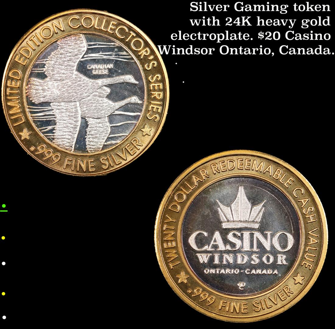 Silver Gaming Token With 24k Heavy Gold Electroplate. $20 Casino ...