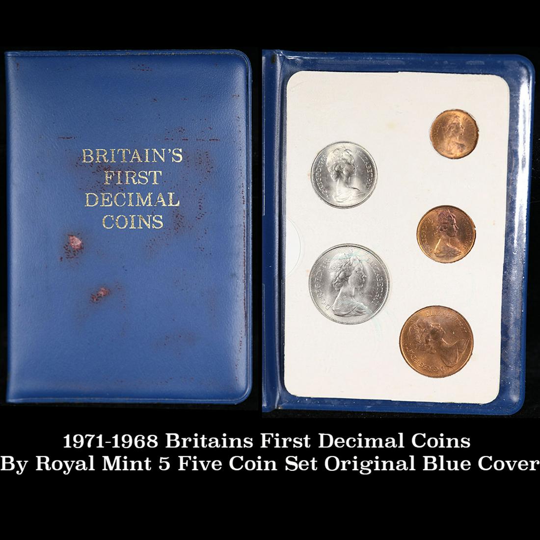 1971 1968 Britains First Decimal Coins By Royal Mint 5 Five Coin Set ...