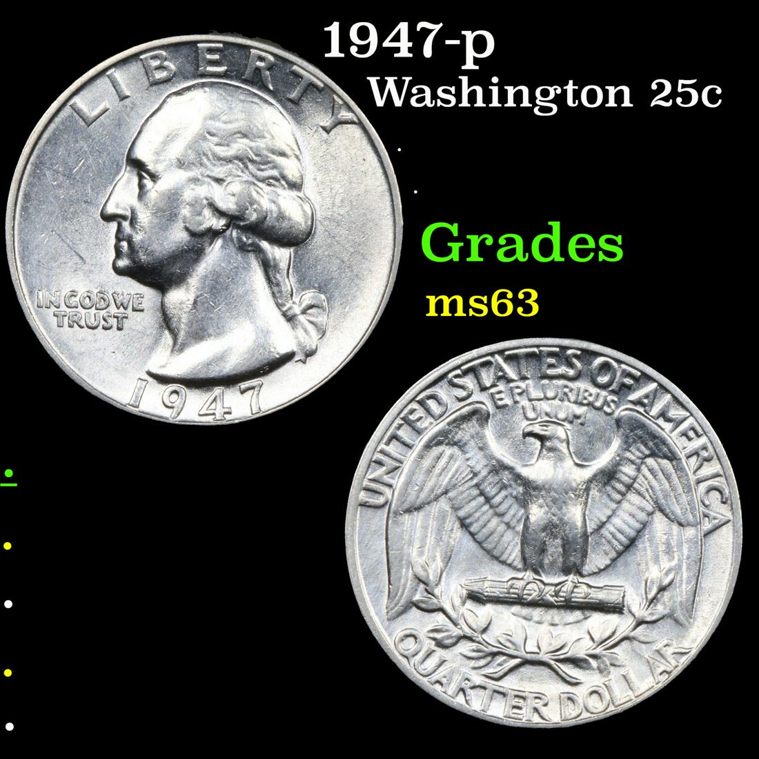 1947 P Washington Quarter 25c Grades Select Unc