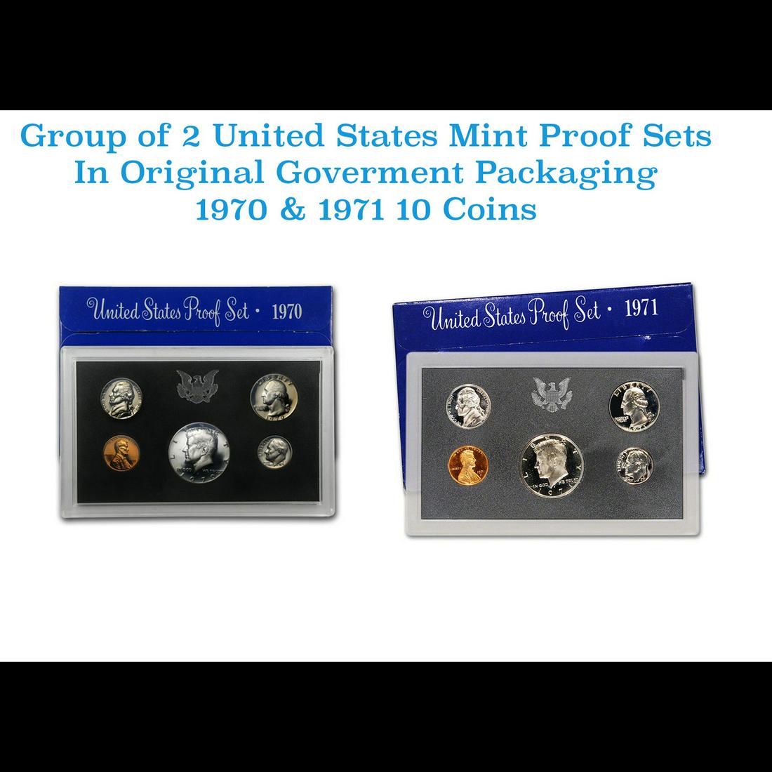 Group Of 2 United States Mint Proof Sets 1970 1971. Containd 1970 ...