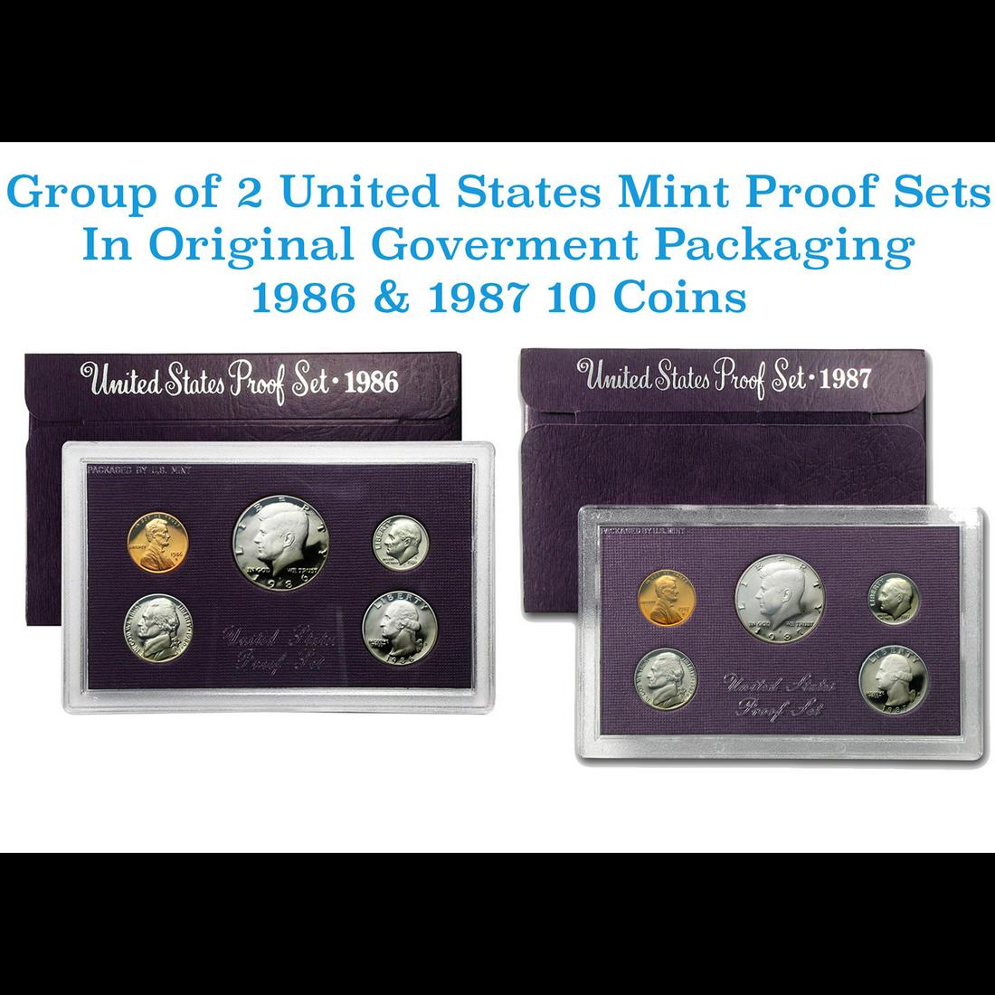 Group Of 2 United States Mint Proof Sets 1986 1987 10 Coins