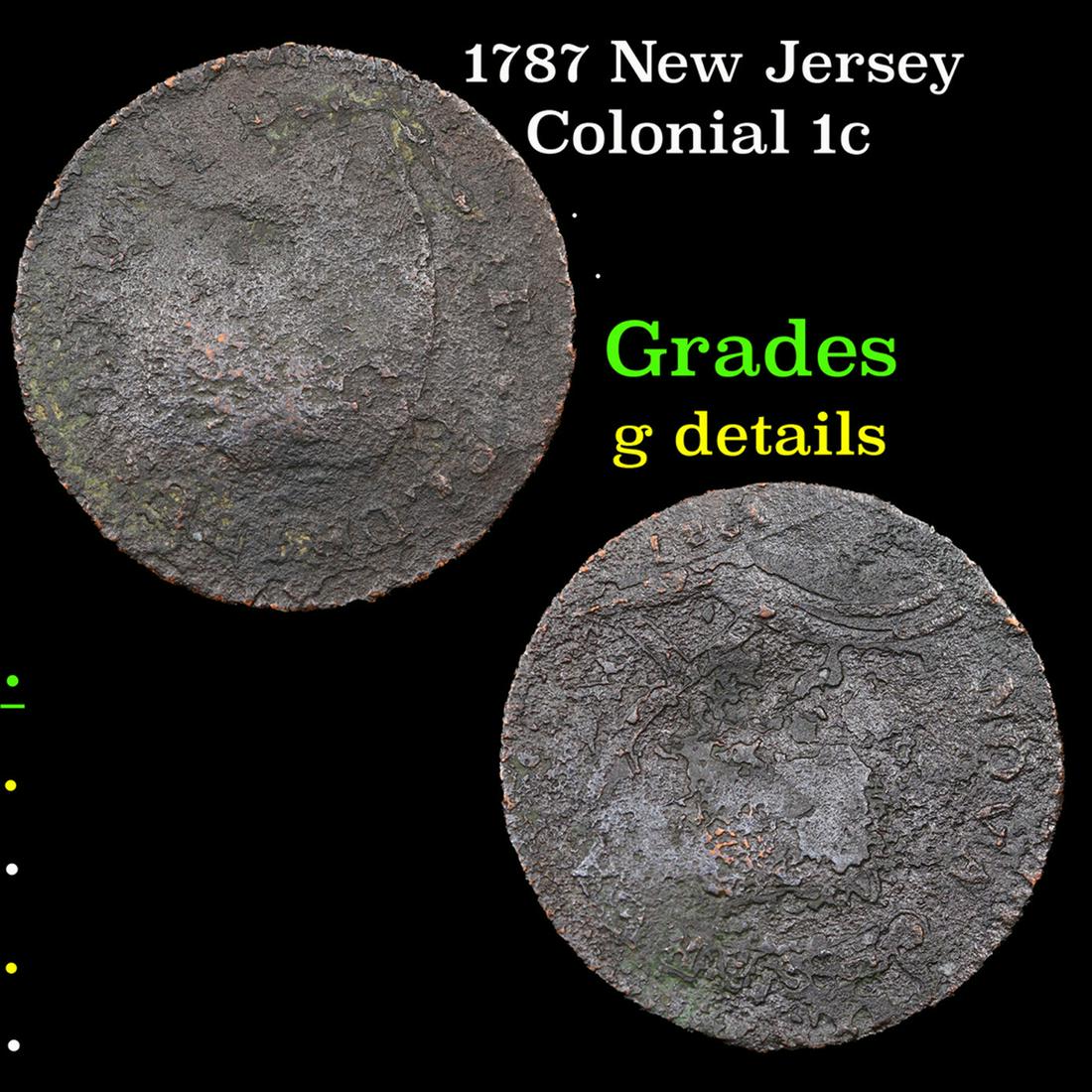 1787 New Jersey Colonial Cent 1c Grades g details - Mar 25, 2023 | Key ...