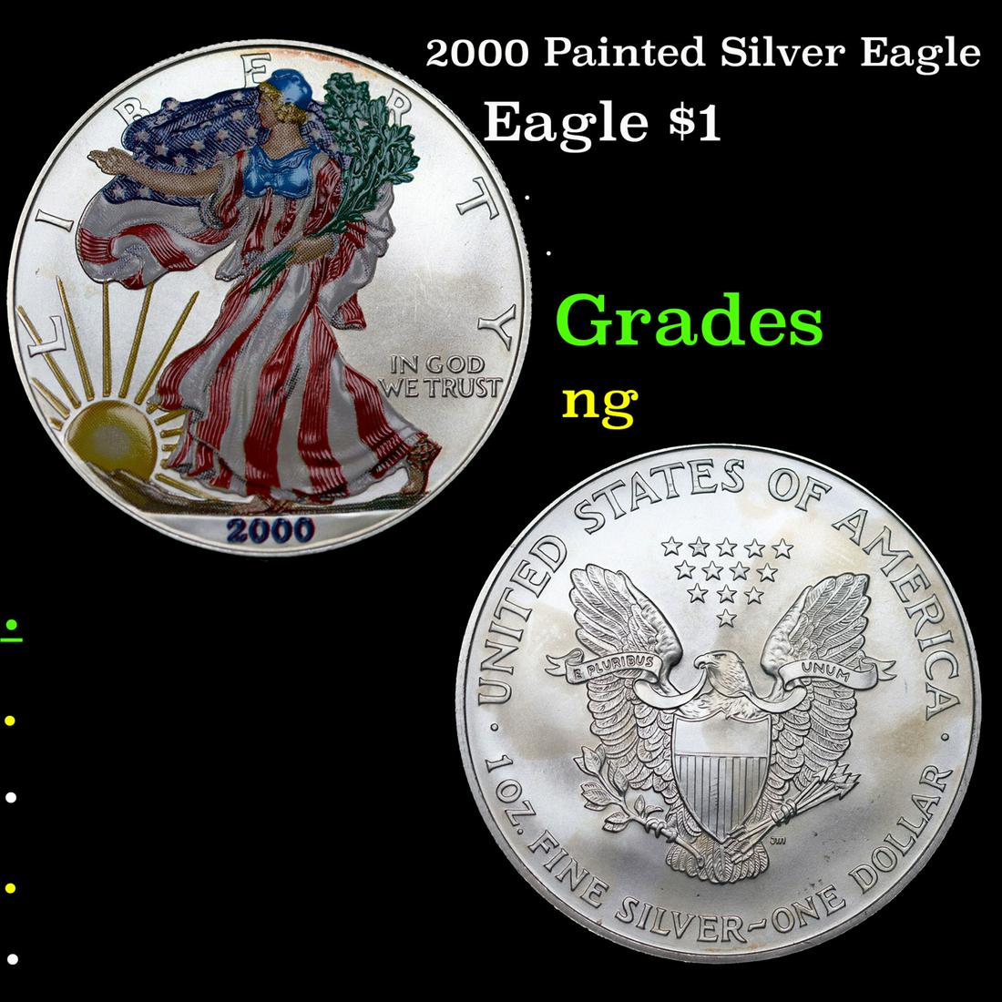 2000 Painted Silver Eagle Silver Eagle Dollar $1 Grades