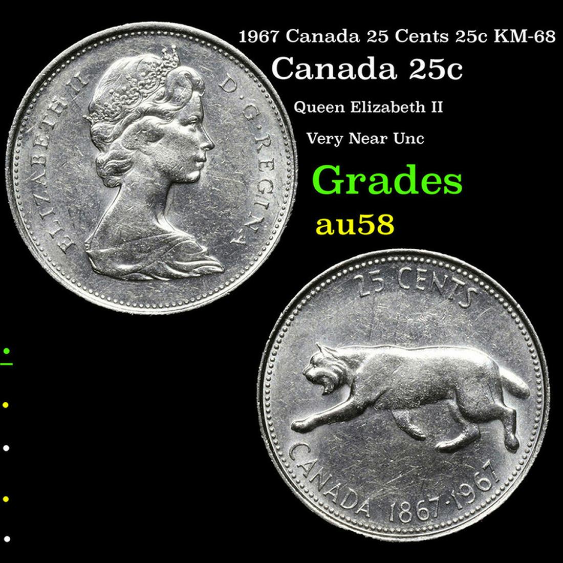 1967 Canada 25 Cents 25c KM-68 Grades Choice AU/BU Slider - Apr 07 ...