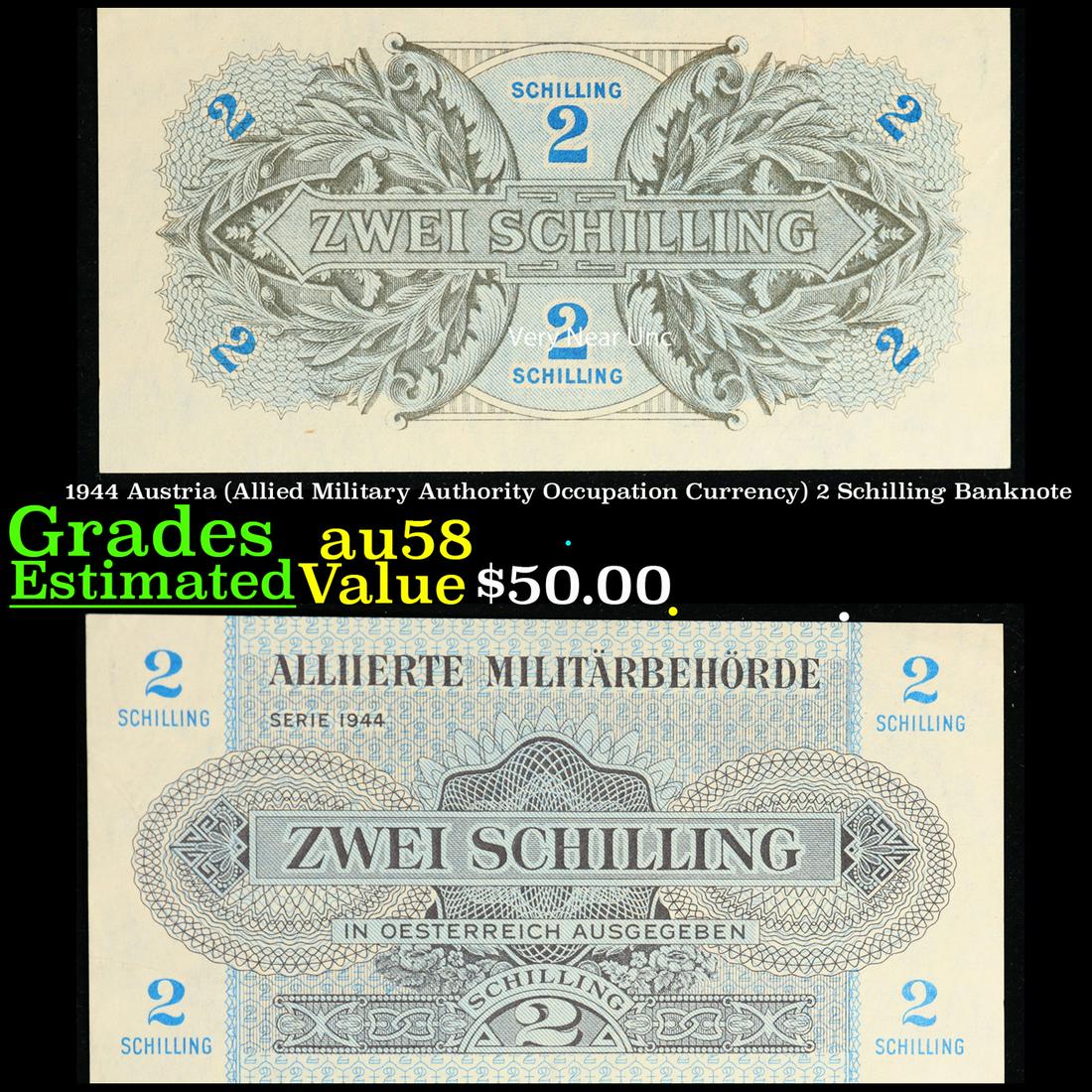 1944 Austria (allied Military Authority Occupation Currency) 2 ...