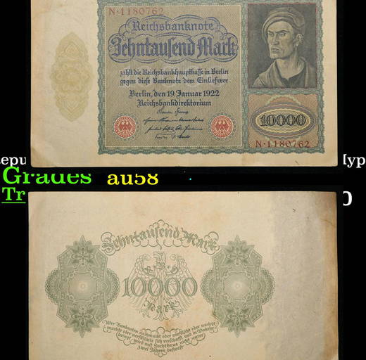 1922 Germany Weimar Republic "vampire Note", 10,000 Mark Wwi ...