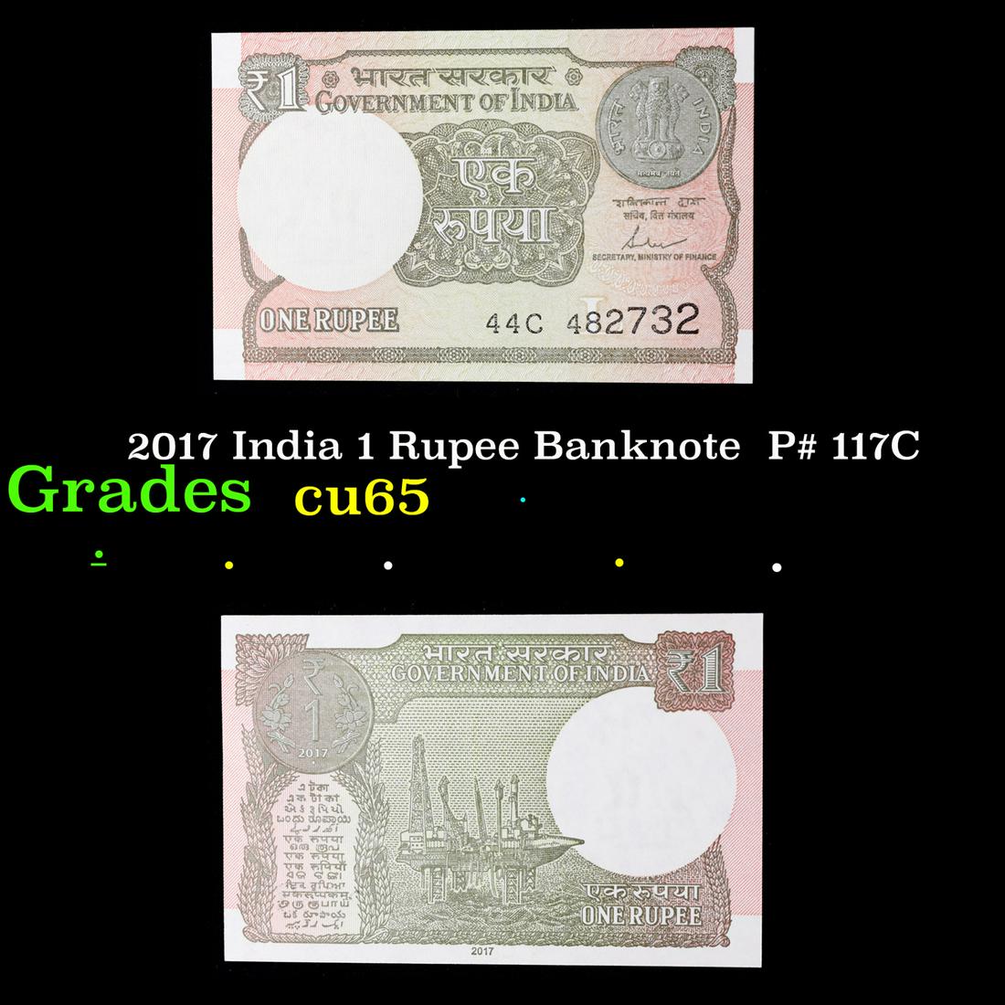 2017 India 1 Rupee Banknote P# 117c Grades Gem Cu - Apr 23, 2023 | Key ...