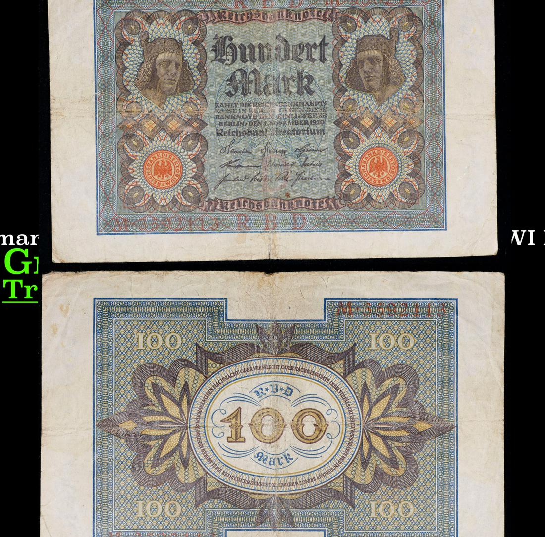 1920 Germany (weimar Republic) 100 Marks Banknote Post Wwi ...