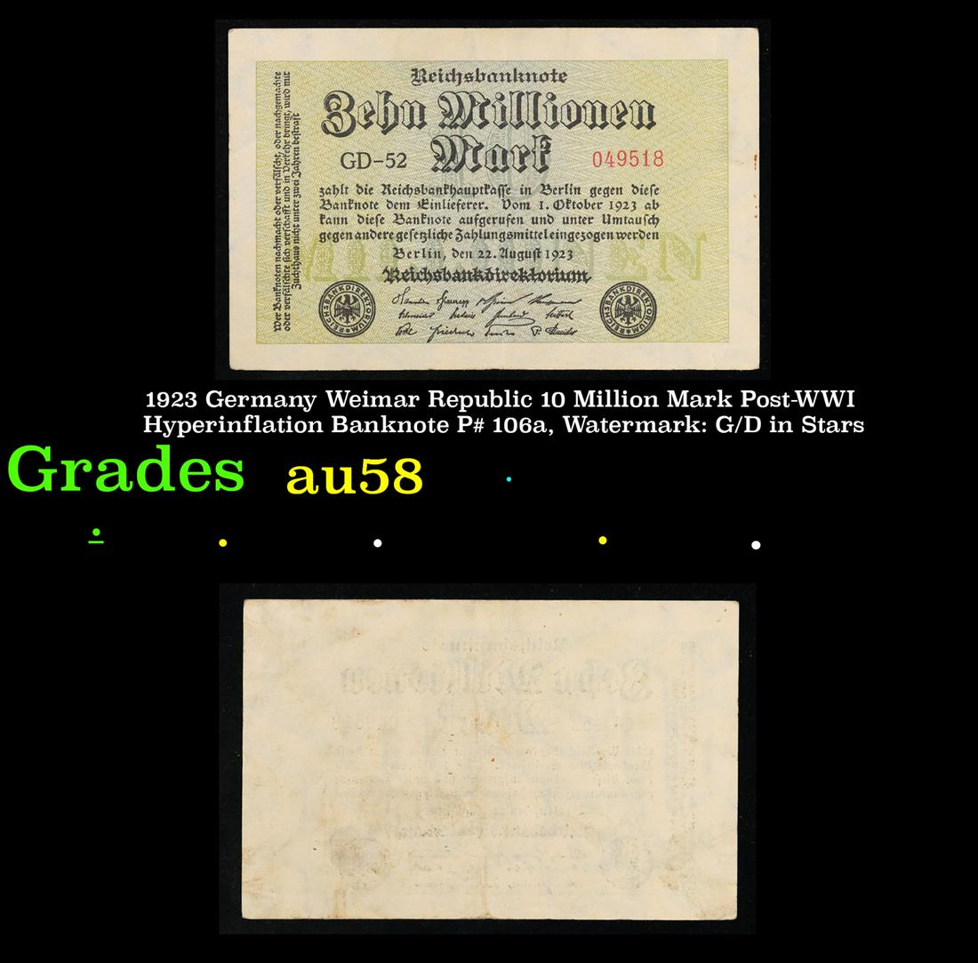 1923 Germany Weimar Republic 10 Million Mark Post Wwi Hyperinflation ...