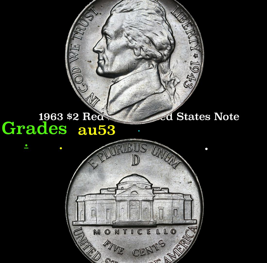 *star Note * 1963 $2 Red Seal United States Note Grades Select Au