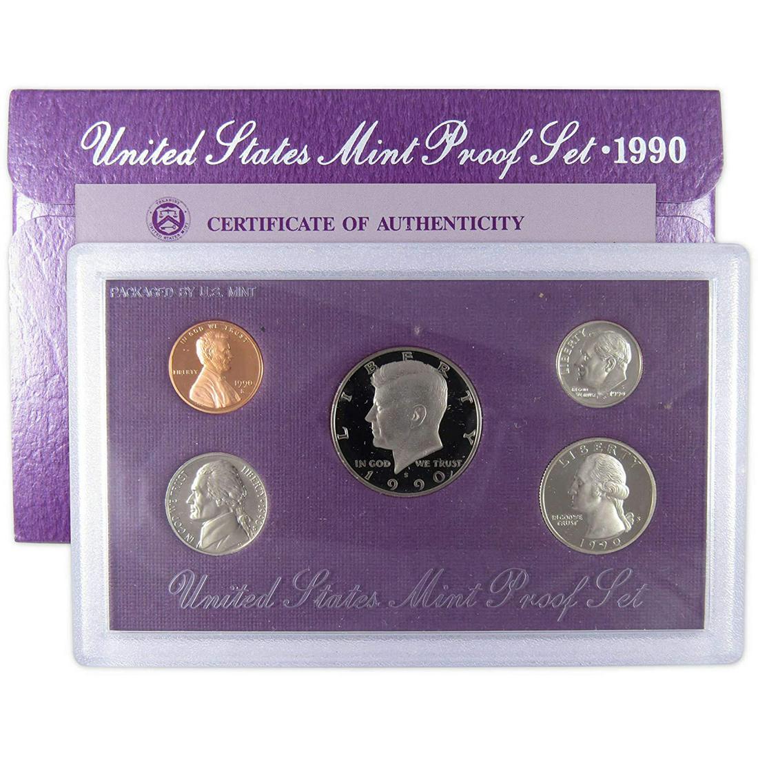 1990 United States Mint Proof Set 5 Coins