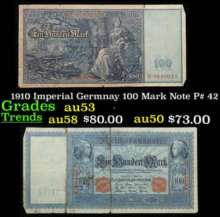 1910 Imerpial Germany 100 Mark Note P# 42 Grades Select Au