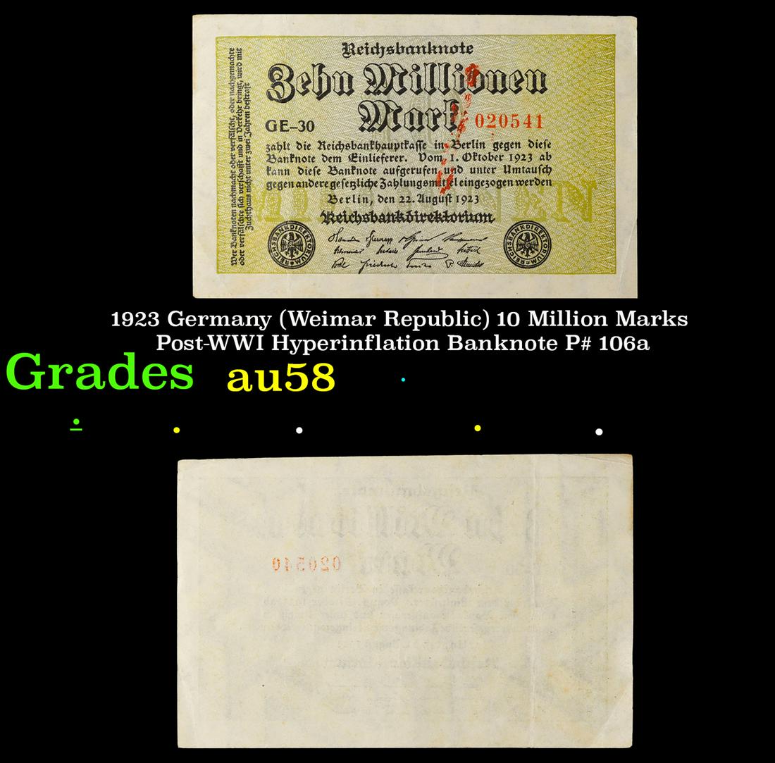1923 Germany (weimar Republic) 10 Million Marks Post Wwi Hyperinflation ...