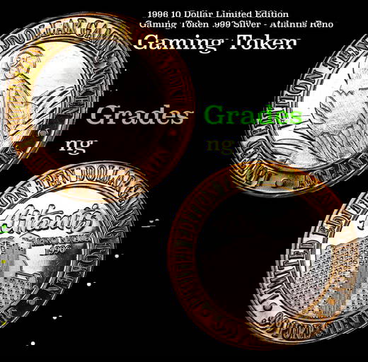 1996 10 Dollar Limited Edition Gaming Token .999 Silver Atlantis Reno