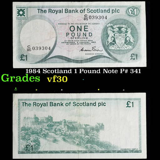 1984 Scotland 1 Pound Note P# 341 Grades Vf++