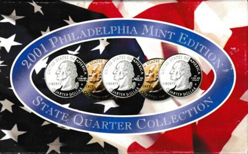 2000 United States Quarters Proof Set Philadelphia Edition, 5 Coins Inside!