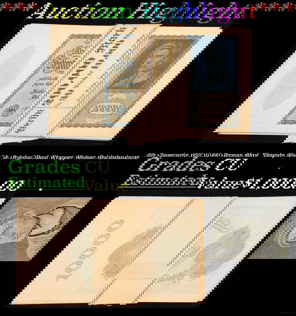 ***auction Highlight*** 20x Consecutive 1922 10,000 German Mark ...