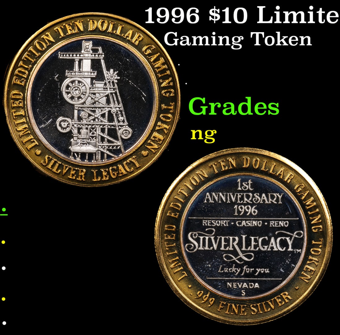1996 $10 Limited Edition .999 Silver Gaming Token, Silver Legacy Casino ...