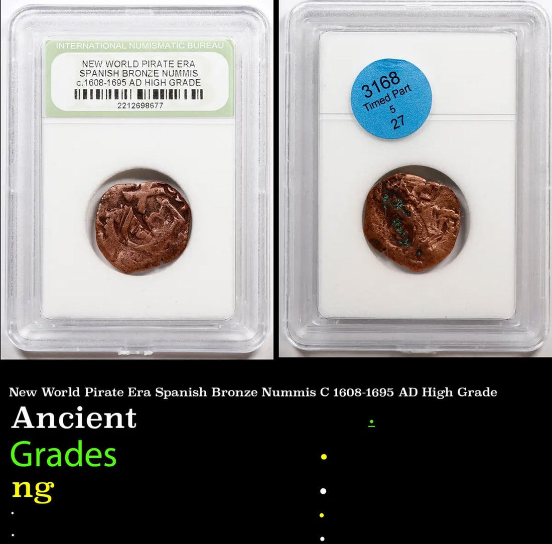New World Pirate Era Spanish Bronze Nummis C 1608-1695 Ad High Grade ...