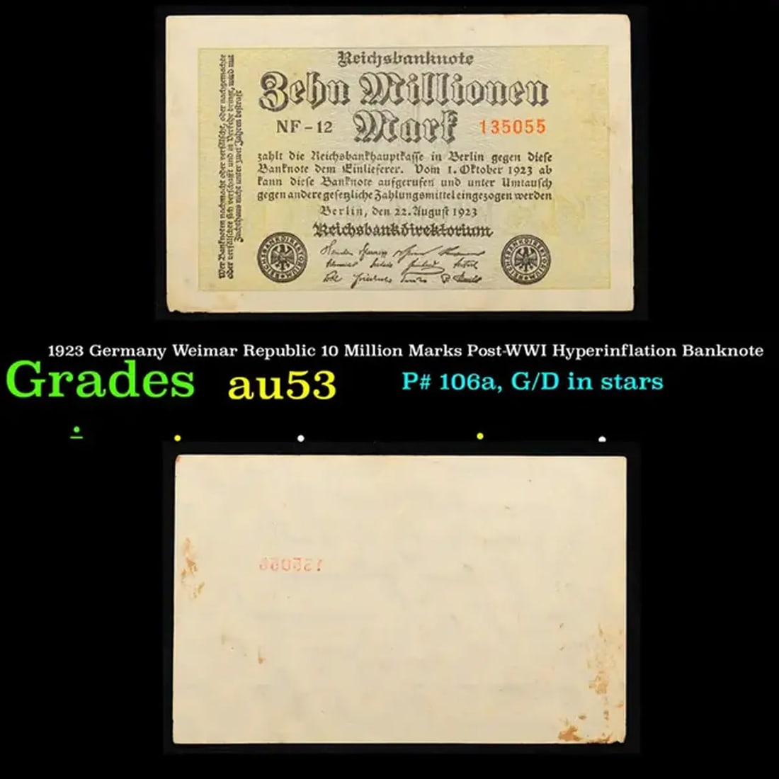 1923 Germany Weimar Republic 10 Million Marks Post-wwi Hyperinflation ...