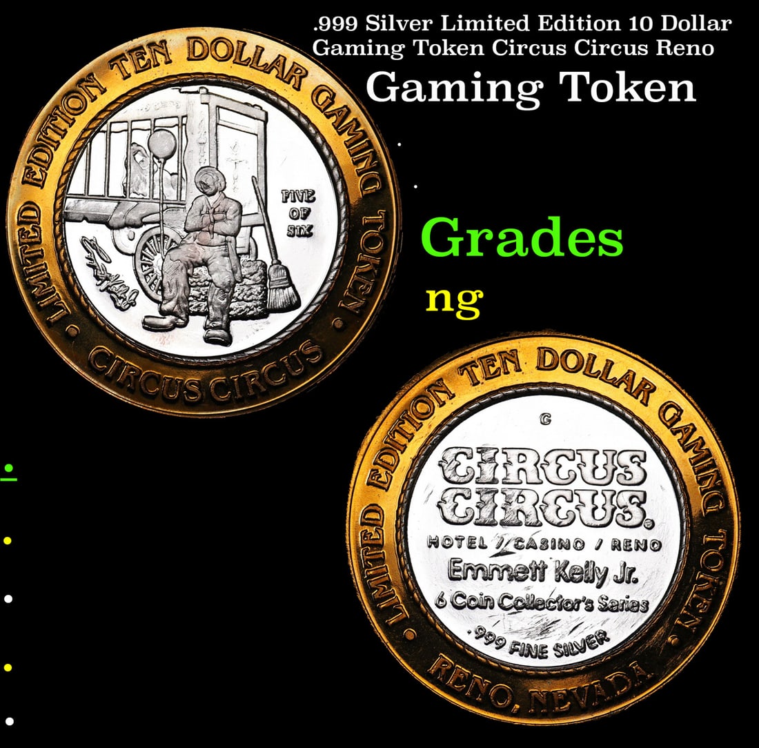 .999 Silver Limited Edition 10 Dollar Gaming Token Circus Circus Reno ...