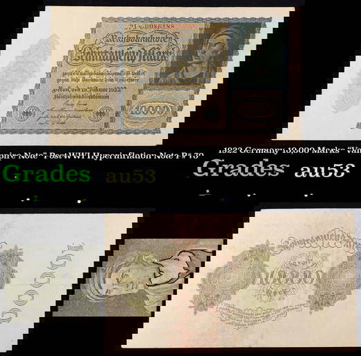 1922 Germany 10,000 Marks "vampire Note" Post Wwi Hyperinflation Note P ...