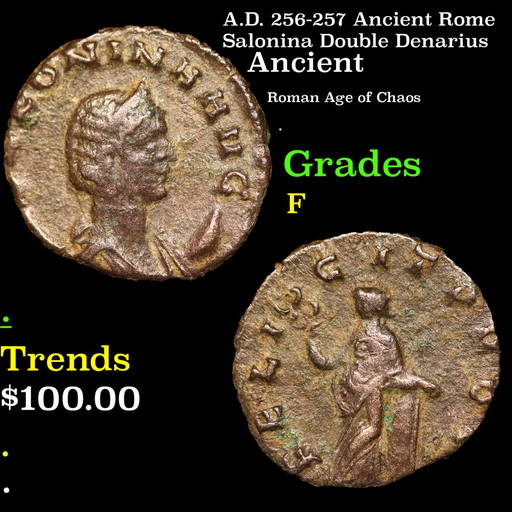A.d. 256 257 Ancient Rome Salonina Double Denarius Ancient Grades F.