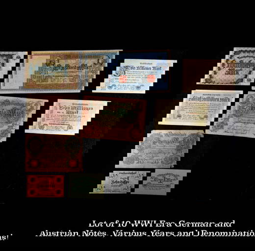 Lot Of 10 Wwi Era German And Austrian Notes, Various Years And ...