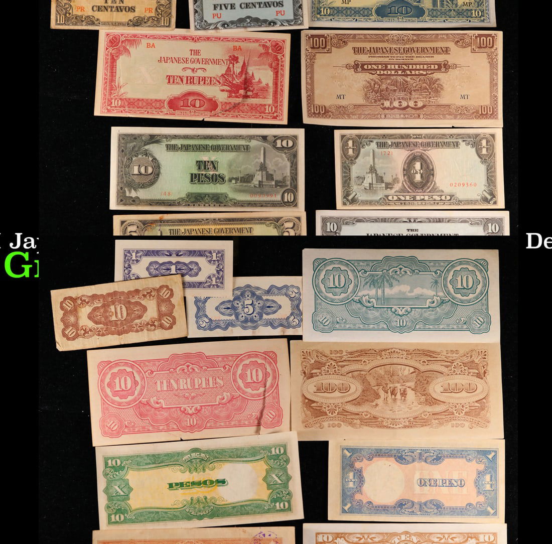 Lot Of 7 Different Wwii Japanese Invasion Currency Notes, Various ...