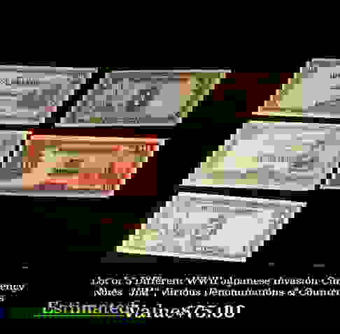 Lot Of 5 Different Wwii Japanese Invasion Currency Notes "jim", Various ...