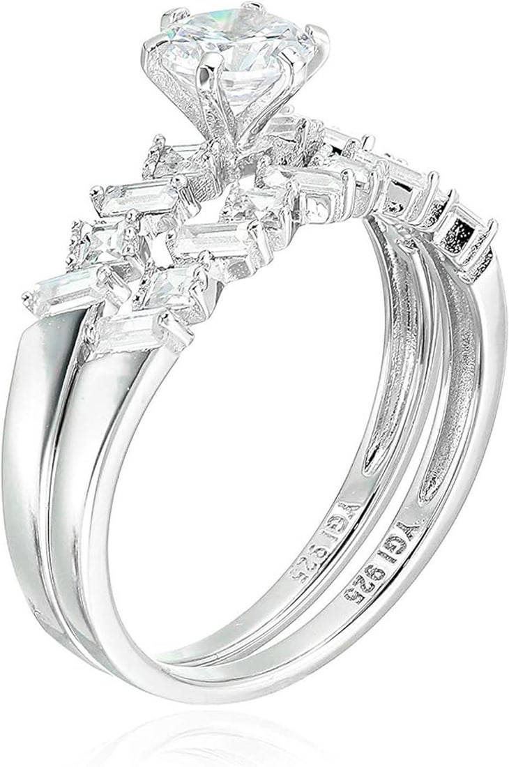Decadence Sterling Silver 5mm Round Cut Wedding Set With Multi Cut ... Decadence Sterling Silver 5mm Round Cut Wedding Set With Multi Cut ...
