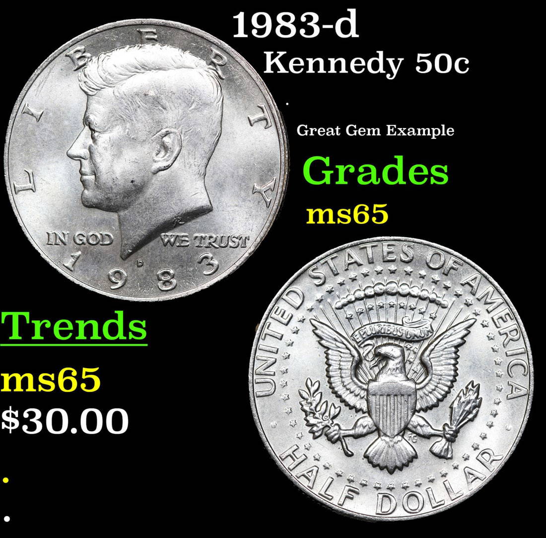 1983-d Kennedy Half Dollar 50c Grades Gem Unc Auction