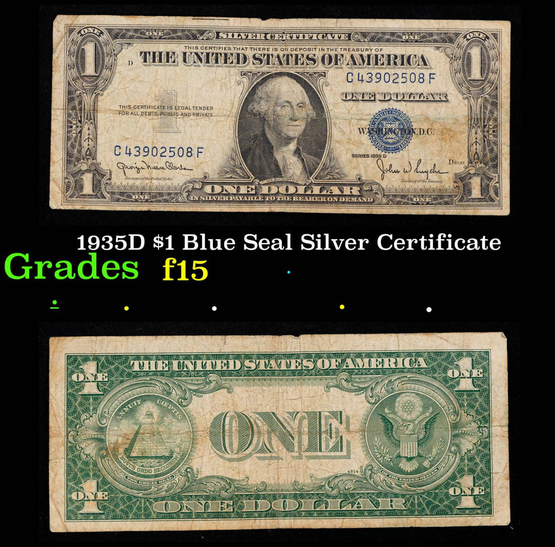 1935d $1 Blue Seal Silver Certificate Grades F+ Auction