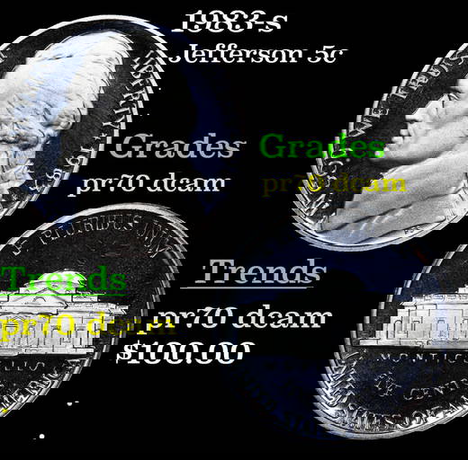 1983 S Proof Jefferson Nickel 5c Graded Pr70 Dcam By Segs