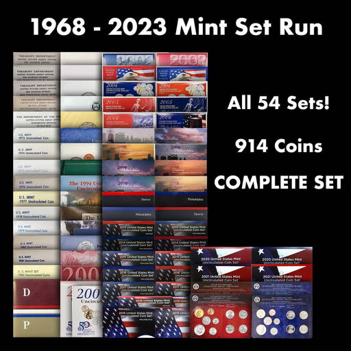 Complete Mint Set Run All 54 Sets! 1968 2023 914 Coins Complete Set