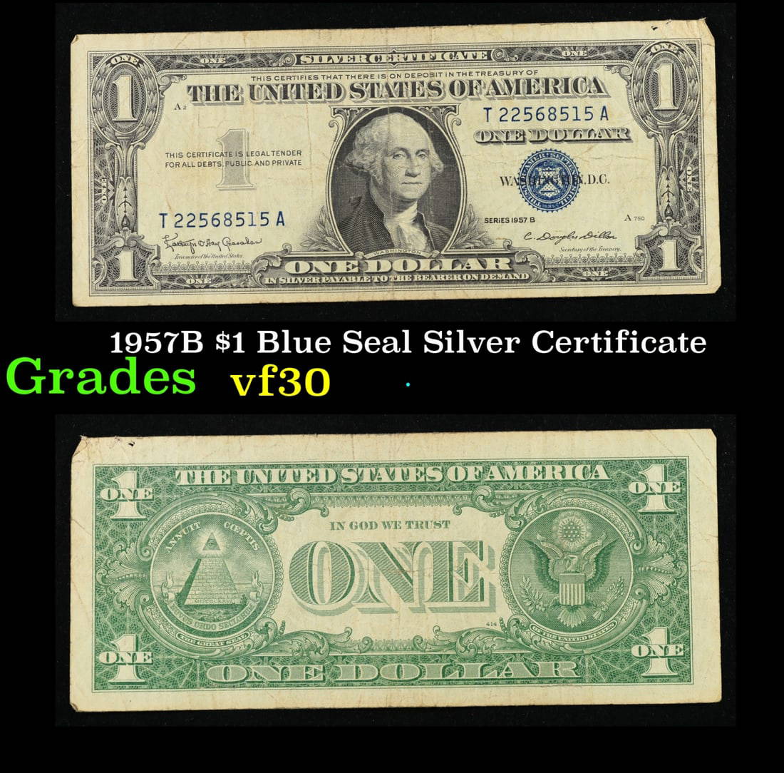 1957b $1 Blue Seal Silver Certificate Grades Vf++ Auction