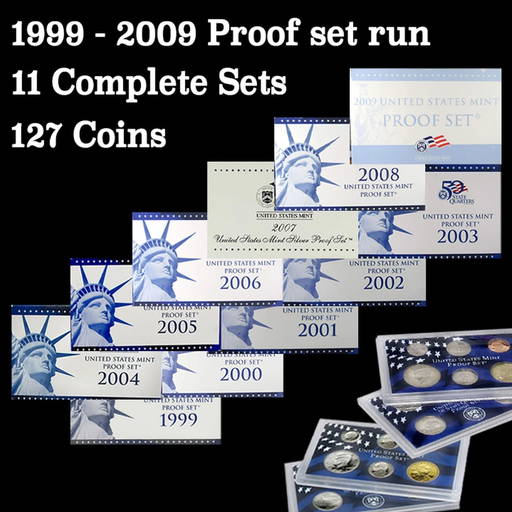 1999 2009 Proof Set Run 127 Coins 11 Complete Sets