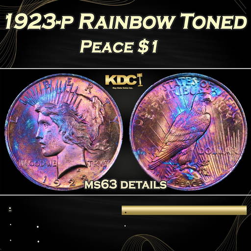 1923 P Peace Dollar Rainbow Toned $1 Ms63 Details Segs