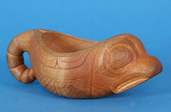 Carved Alder Tadpole Bowl By T. Jackson 10" L. 5" W