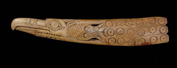 Tlingit Bone Amulet With Octopus And Eagle Design 7