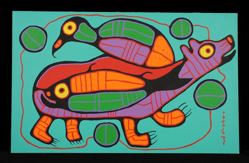 Norval Morrisseau Original Painting On Canvas Of A