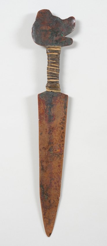 Tlingit Copper Dagger with Wolf Head Handle 18 1/2" L.