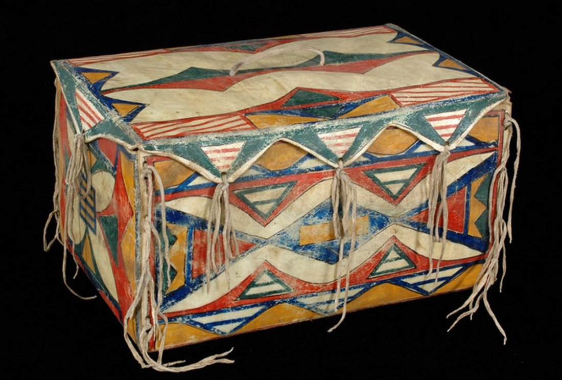 Plains Painted Parfleche Box 15" L. 10" W. 8 1/2" H.